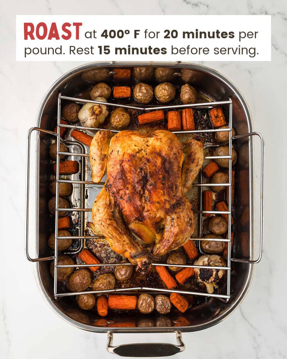 Perfect Roast Chicken with Roasted Potatos and Carrots
