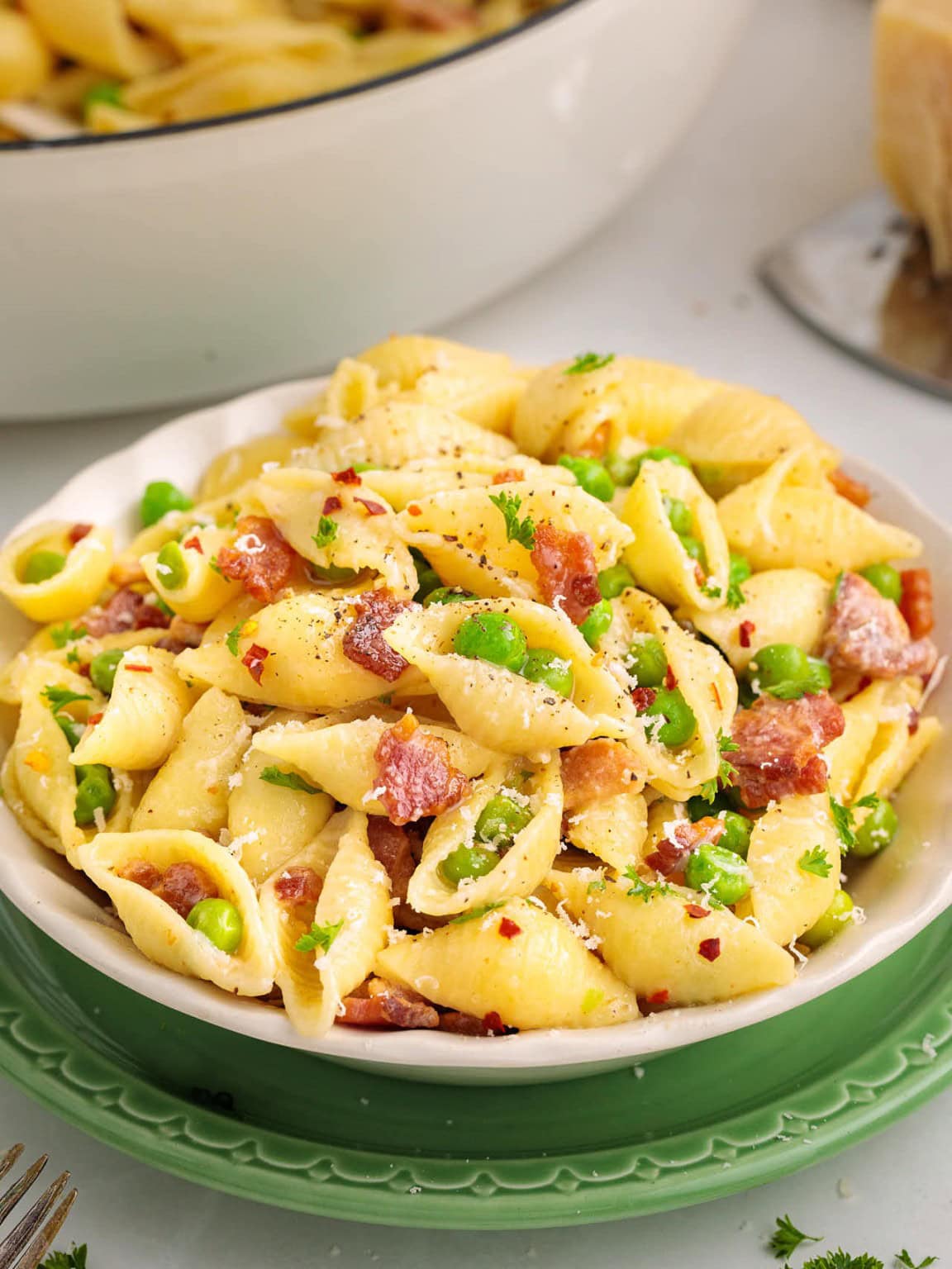 Easy Bacon Pasta with Peas (25 minute dinner)