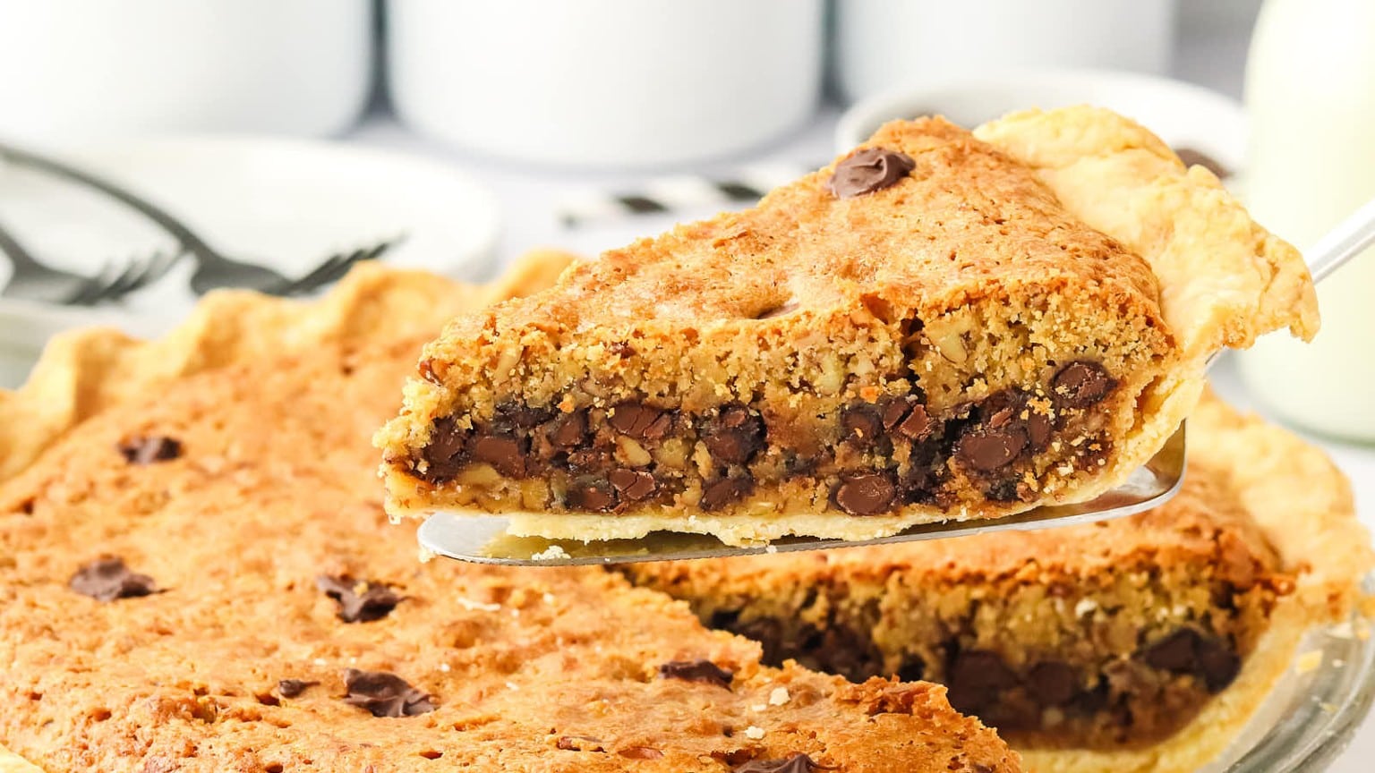Easy Cookie Pie Recipe With Chocolate Chips and Pecans
