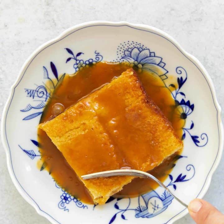 Custard Bread Pudding with Caramel Sauce - Cheerful Cook