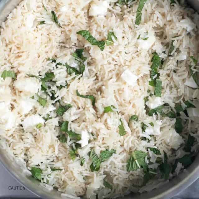 Easy Mint Rice With Feta Cheese - Cheerful Cook